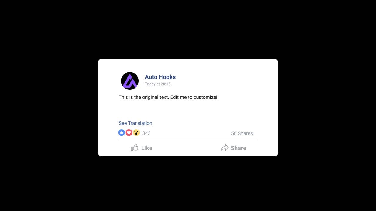 Animated Facebook Post Mockup - Viral Video Hooks | AutoAE